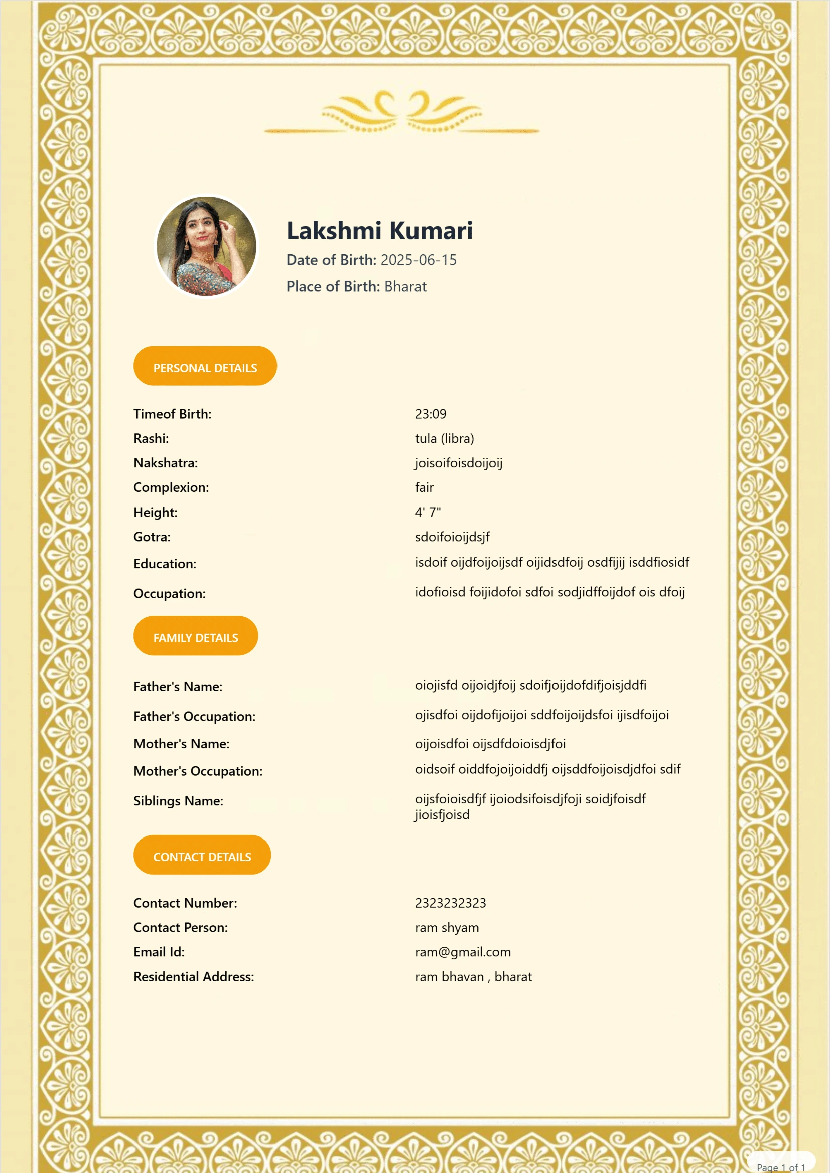 Free Biodata Maker